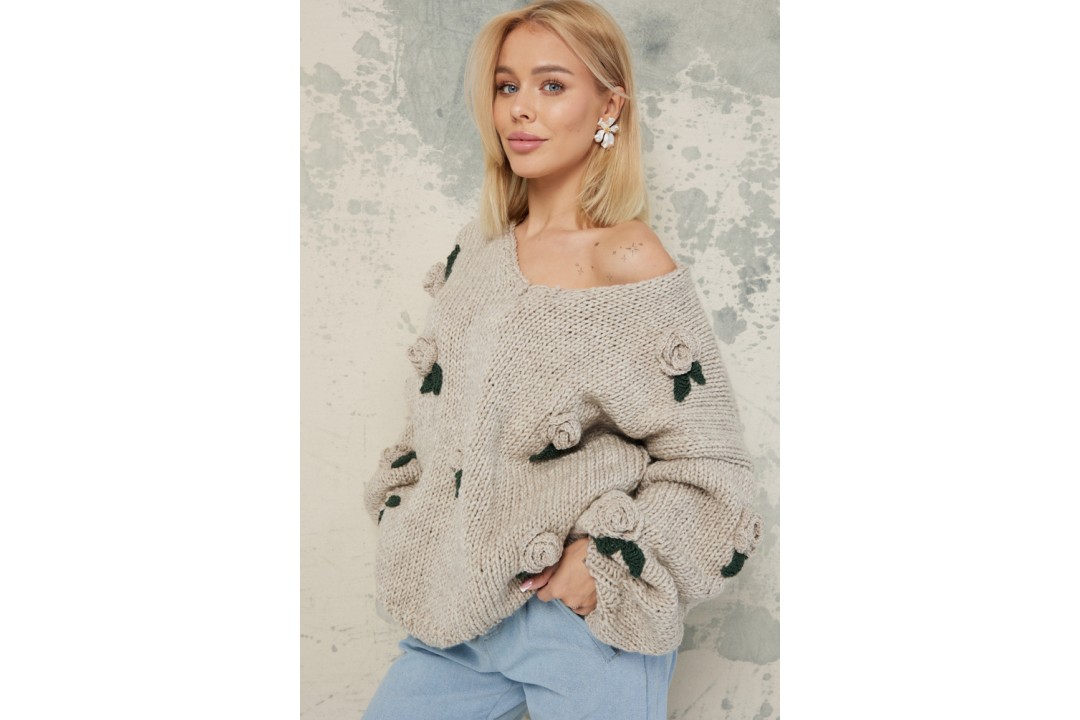 Modne swetry z tkaniny typu chanel, swetry oversize na zimę w Angell